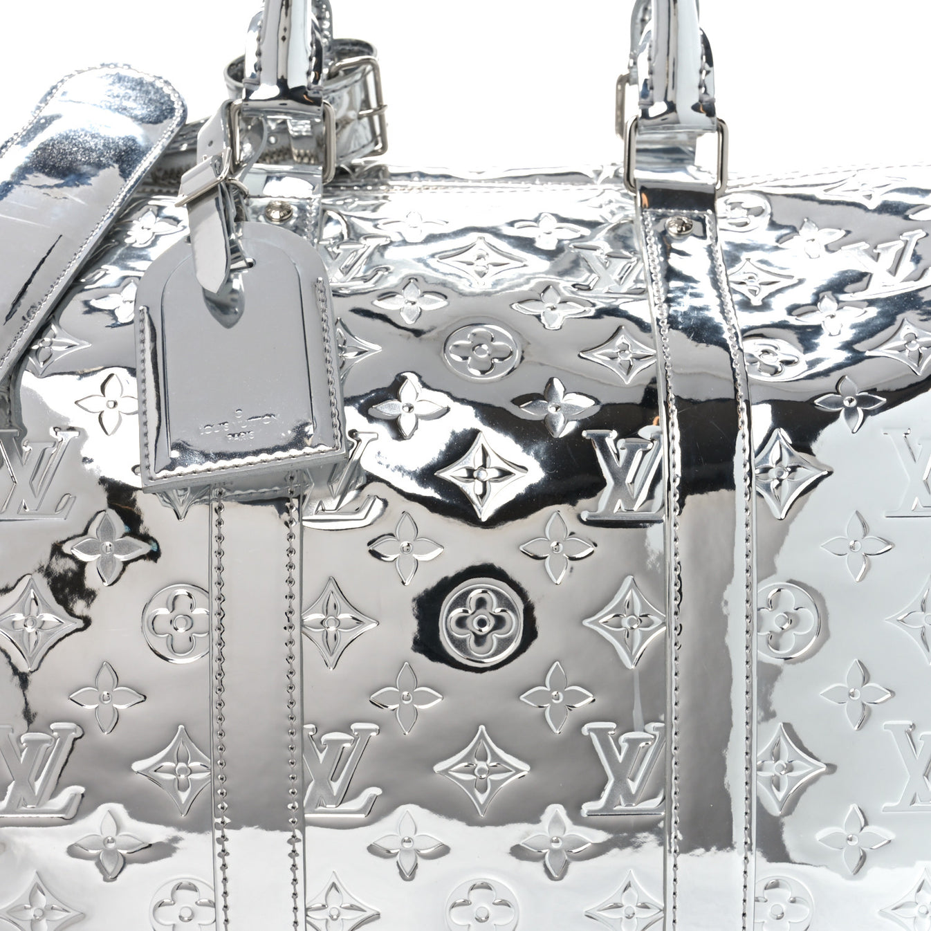 Louis Vuitton Monogram Mirror Keepall Bandouliere 45 Silver 1746859 ...