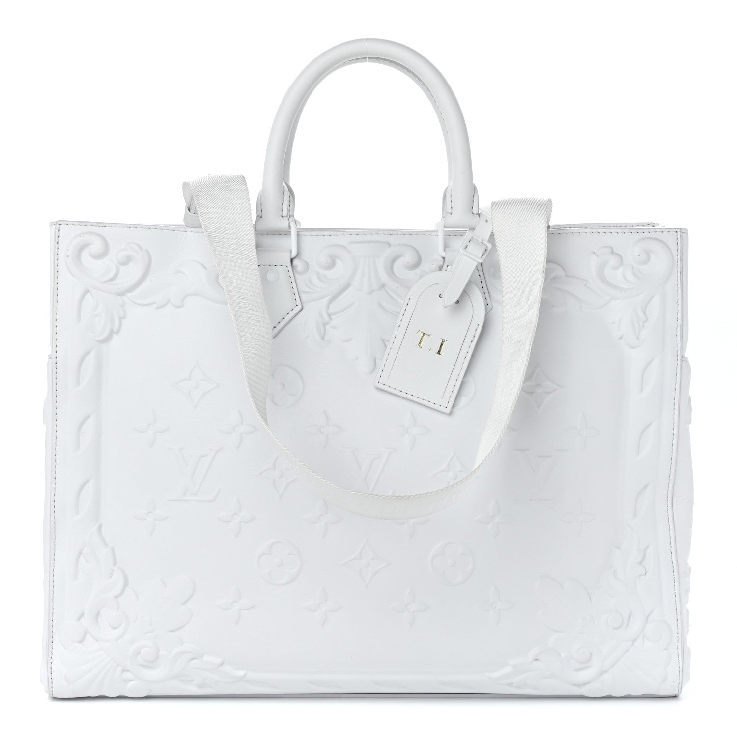 Louis Vuitton Calfskin LV Ornament Sac Plat 24H Optic White 1516765 ...