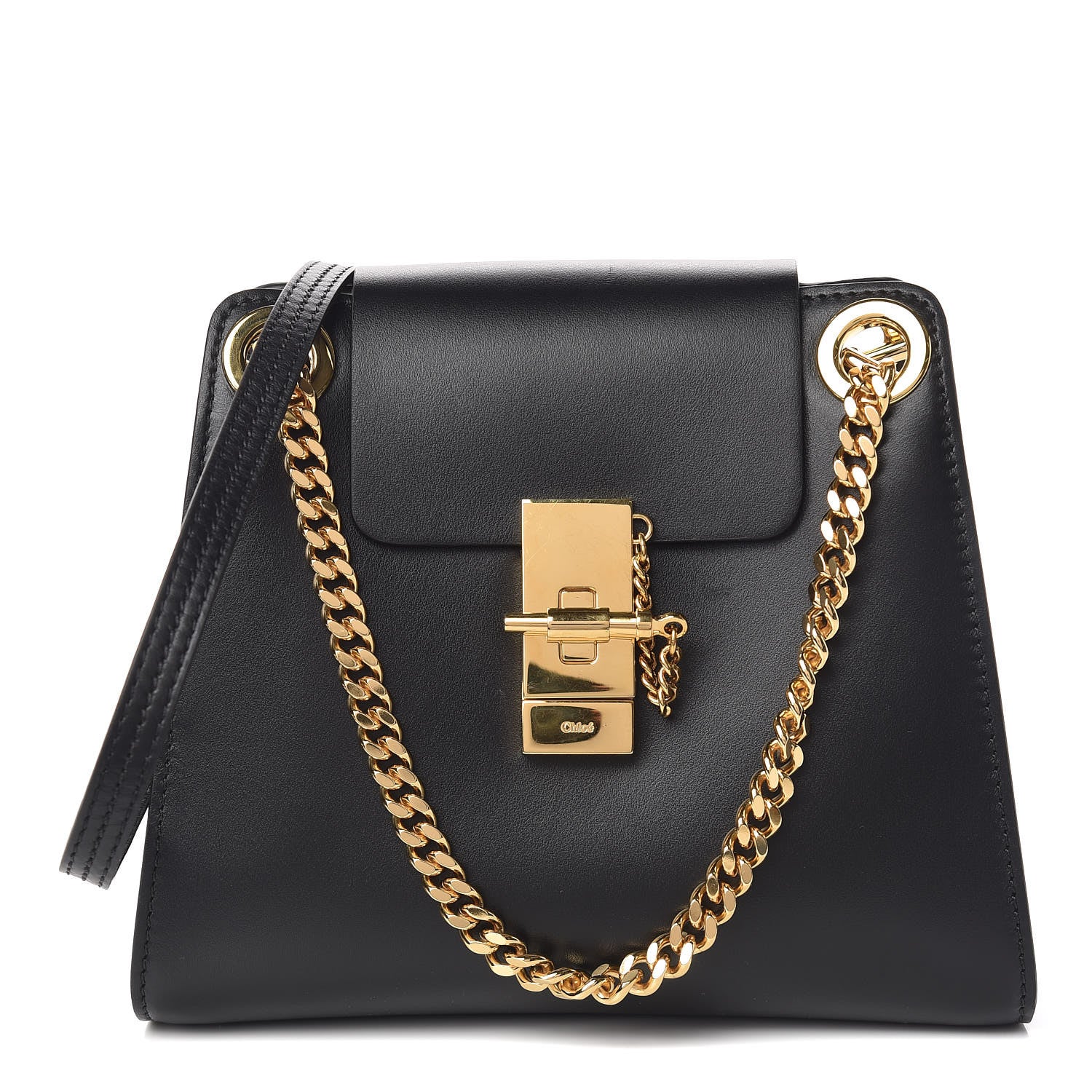Chloe Shiny Calfskin Mini Annie Shoulder Bag Black 458418 – FASHIONPHILE