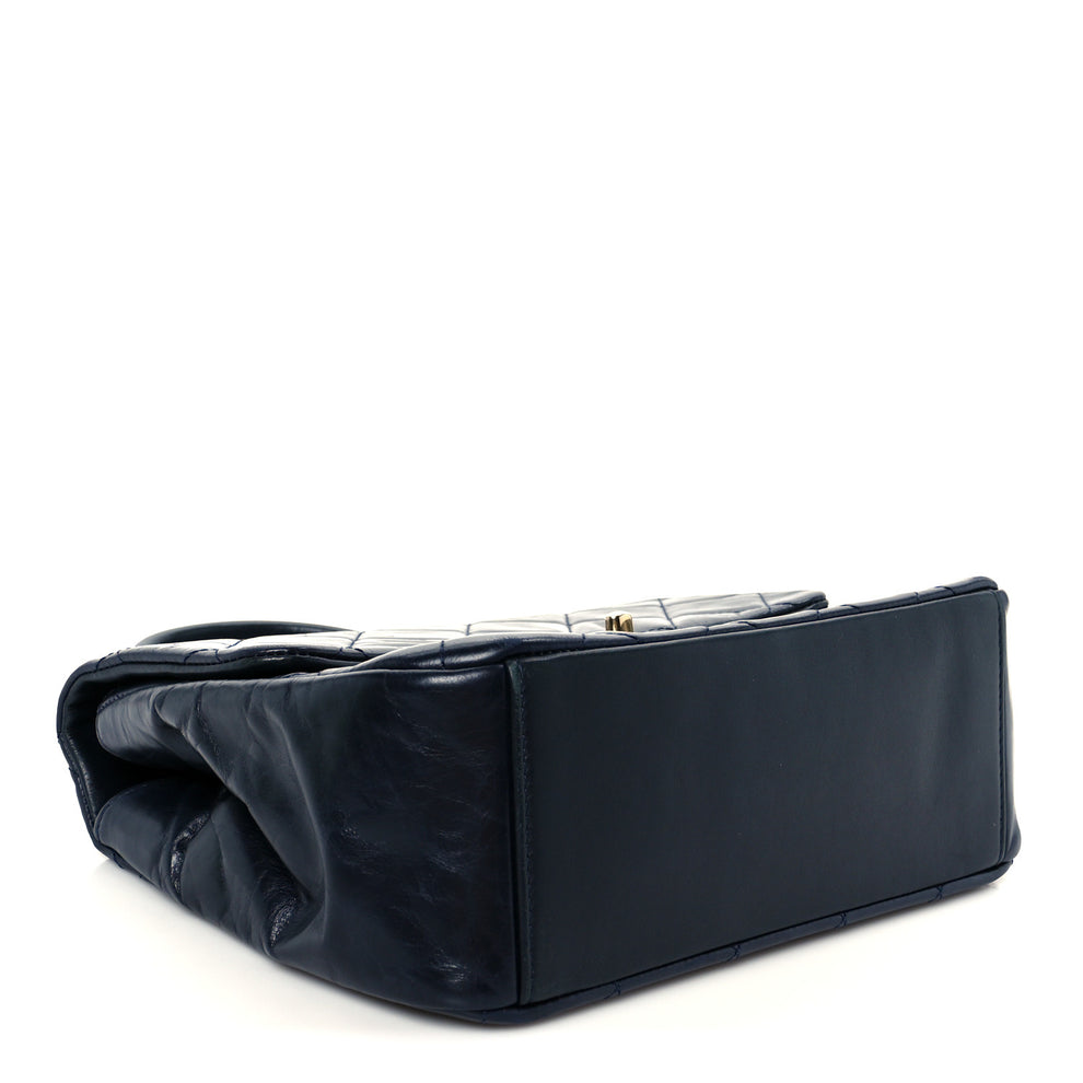 Chanel Glazed Calfskin Quilted Medium Gold Bar Top Handle Flap Black ...