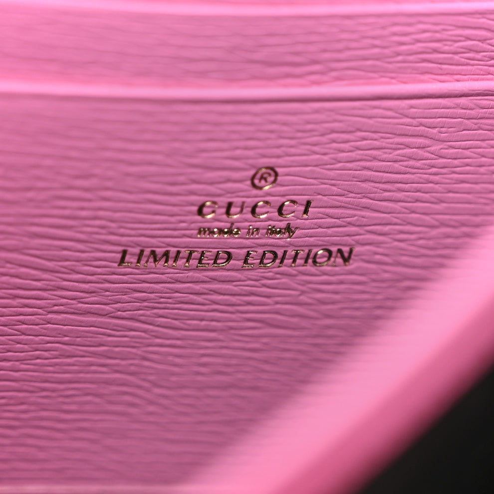 Gucci Calfskin Floral Print Mini Dionysus Chain Wallet Ivory Pink ...