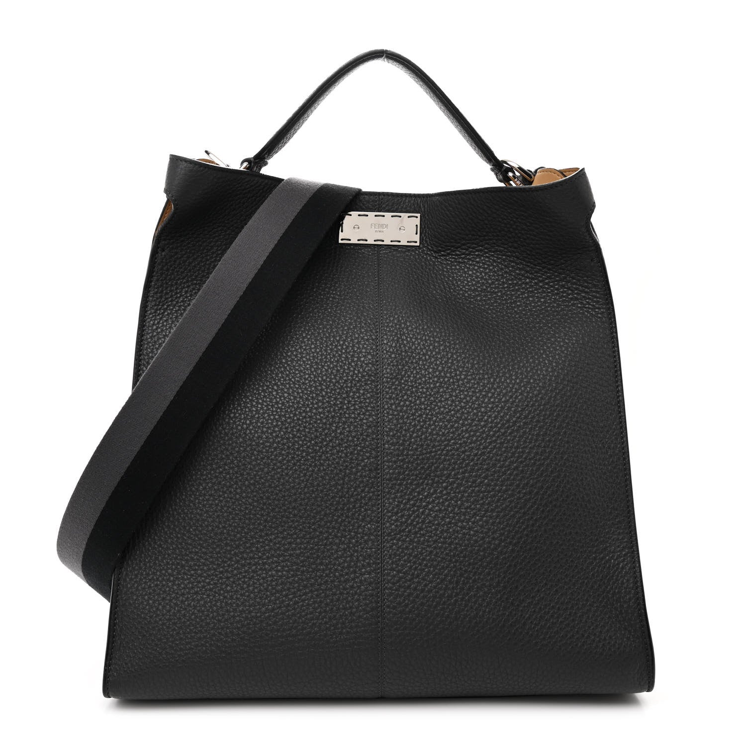 Fendi Cuoio Romano Glazed Fabric FF 1974 Peekaboo X-Lite Fit Asfalto ...