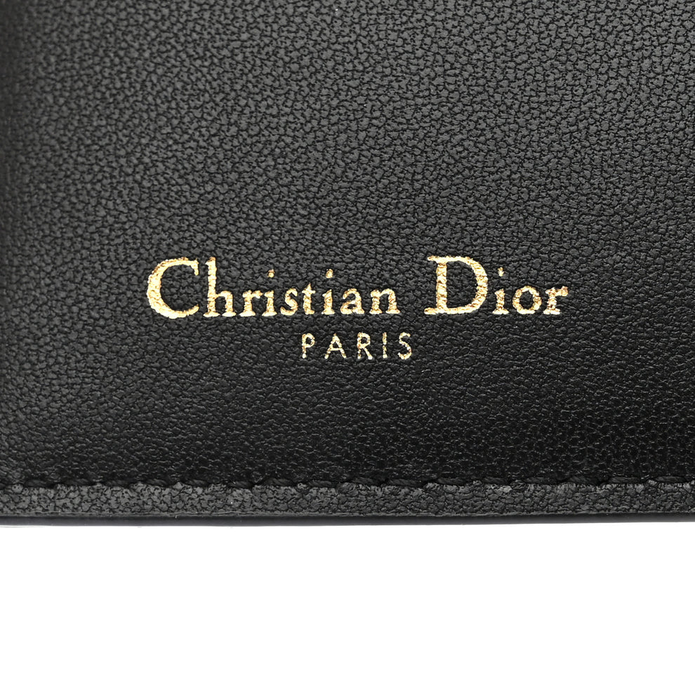 Christian Dior Grained Calfskin Supple Cannage Caro Dahlia Wallet Black ...