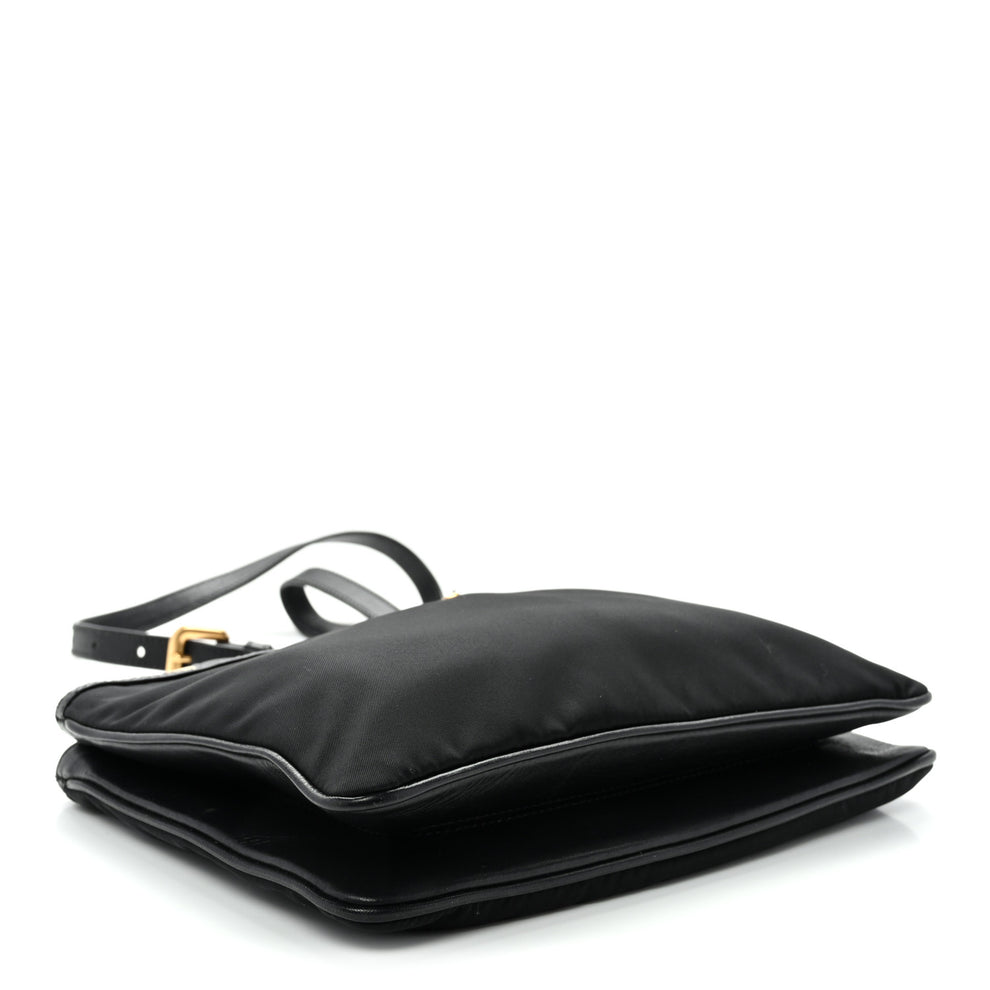Prada Tessuto Nylon Soft Calf Double Zip Crossbody Bag Black 1886621 ...