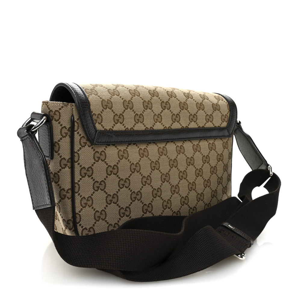 Gucci Monogram Flap Messenger Bag Beige Dark Brown 1799881 – FASHIONPHILE