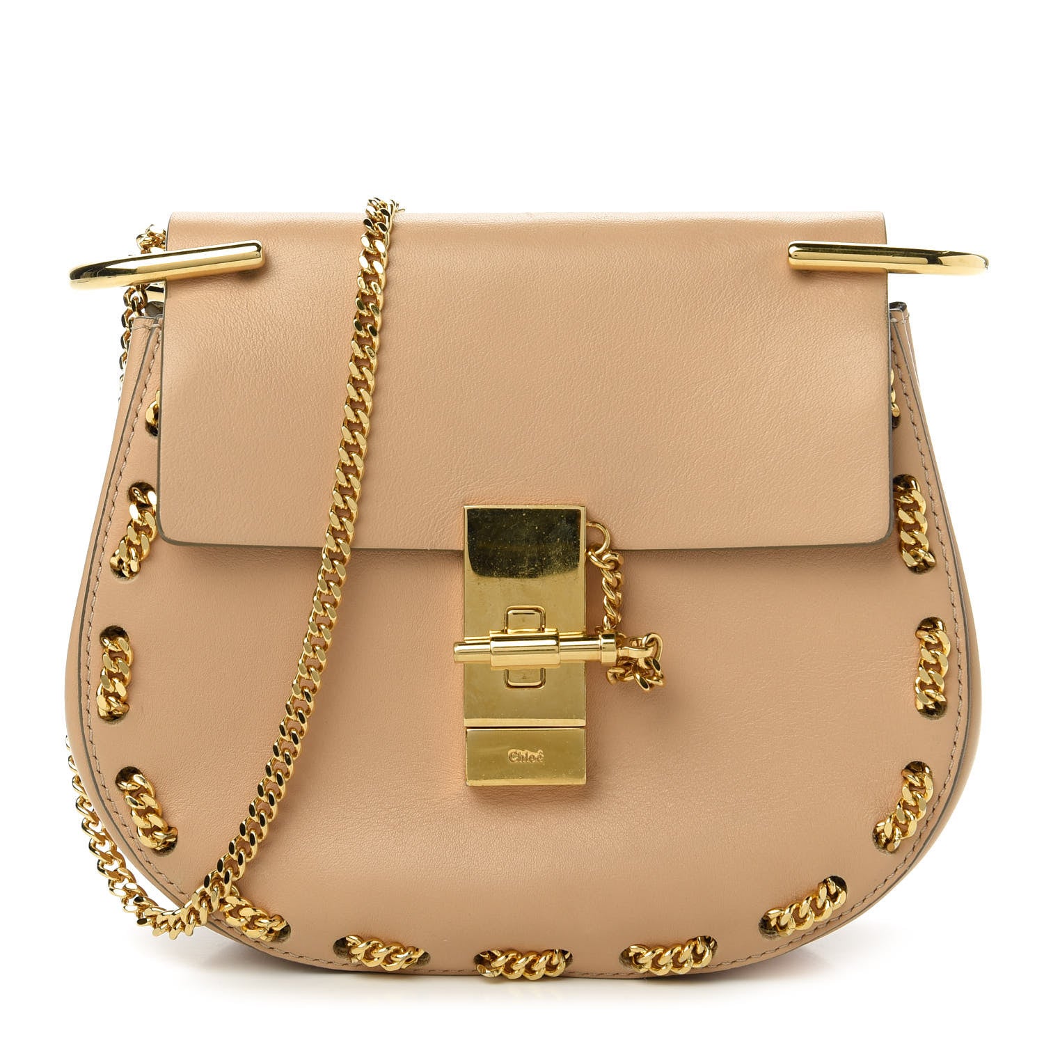 Chloe Calfskin Mini Drew Chain Shoulder Bag Blush Nude 736114 ...