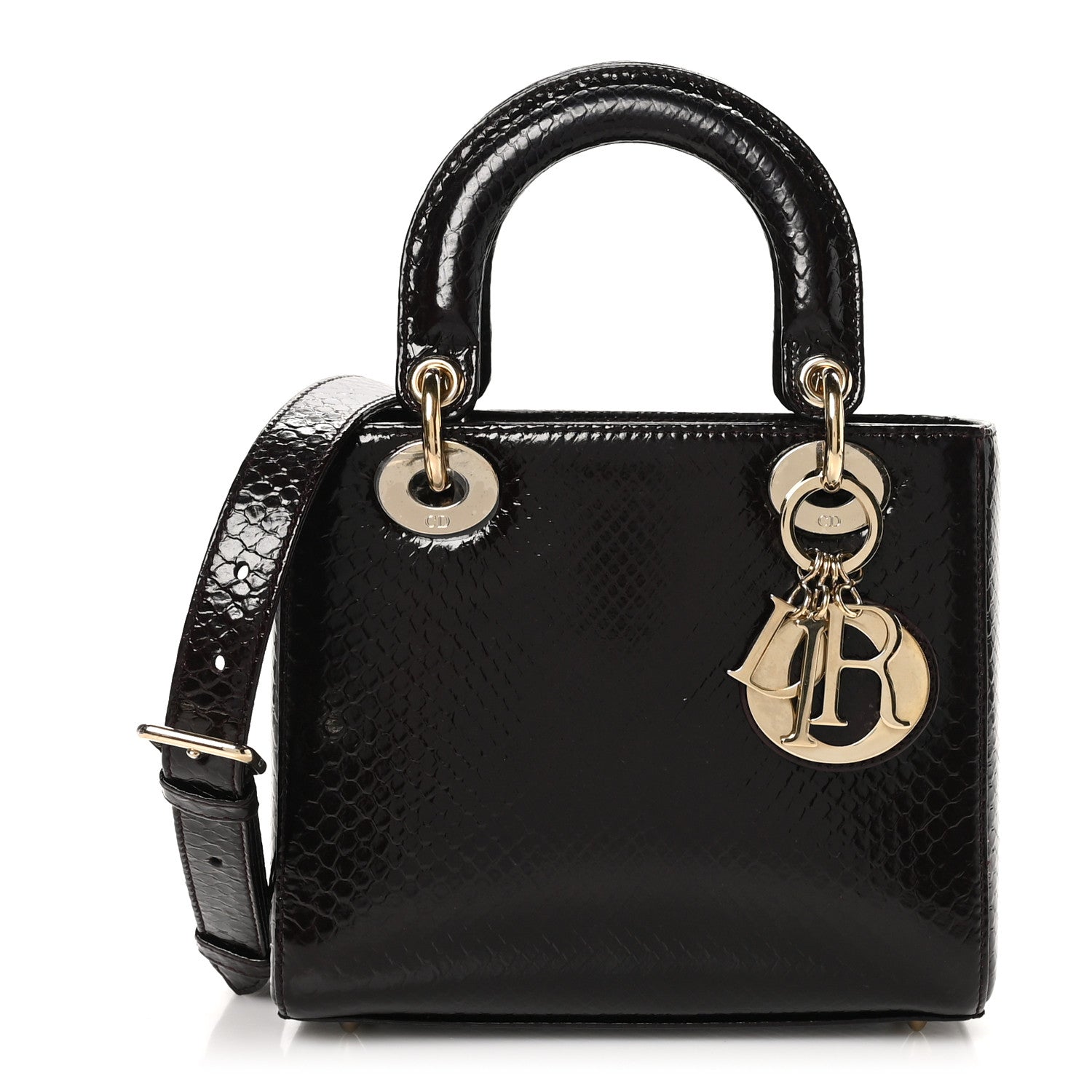Christian Dior Snakeskin Small Lady Dior Burgundy 1740869 – FASHIONPHILE