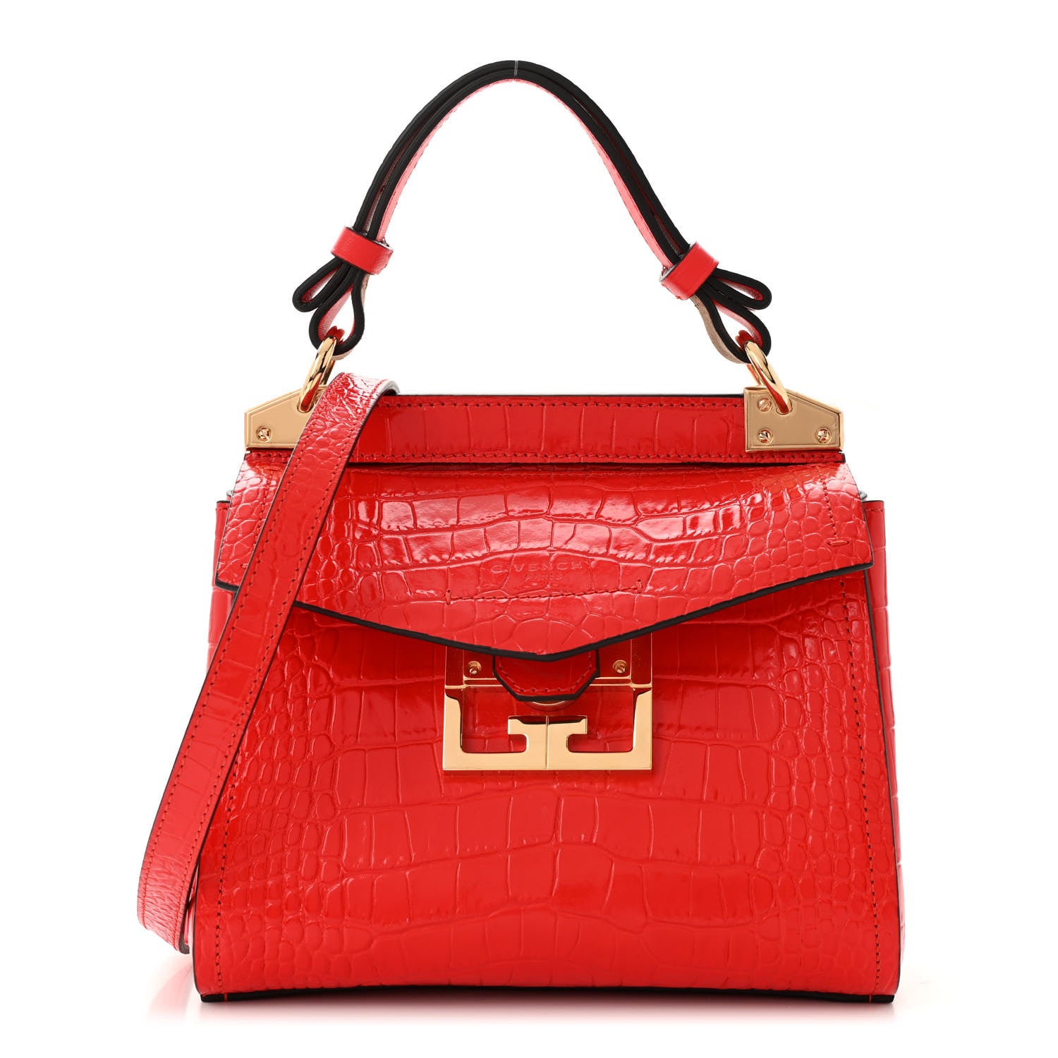Givenchy Calfskin Crocodile Embossed Mini Mystic Shoulder Bag Red ...
