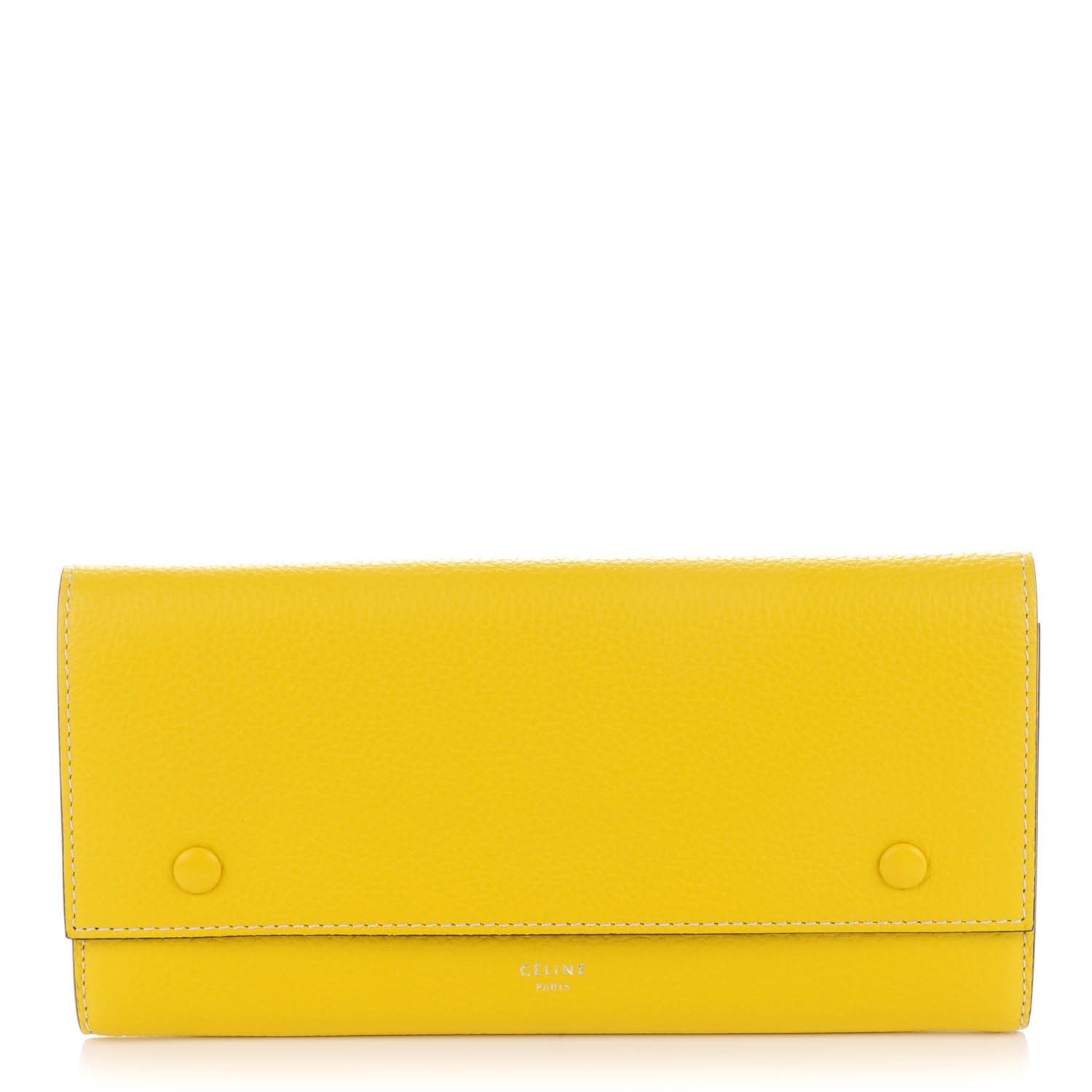 Celine Drummed Calfskin Large Multifunction Flap Wallet Sun Yellow ...