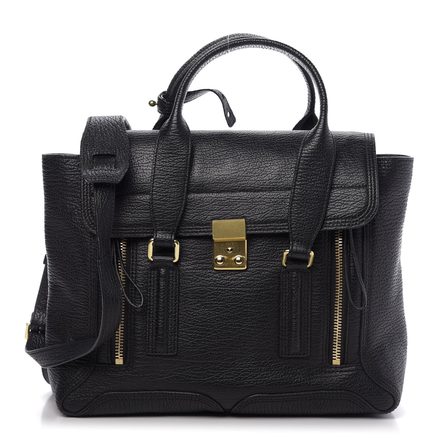 3.1 Phillip Lim 3.1 Textured Calfskin Medium Pashli Satchel Black ...
