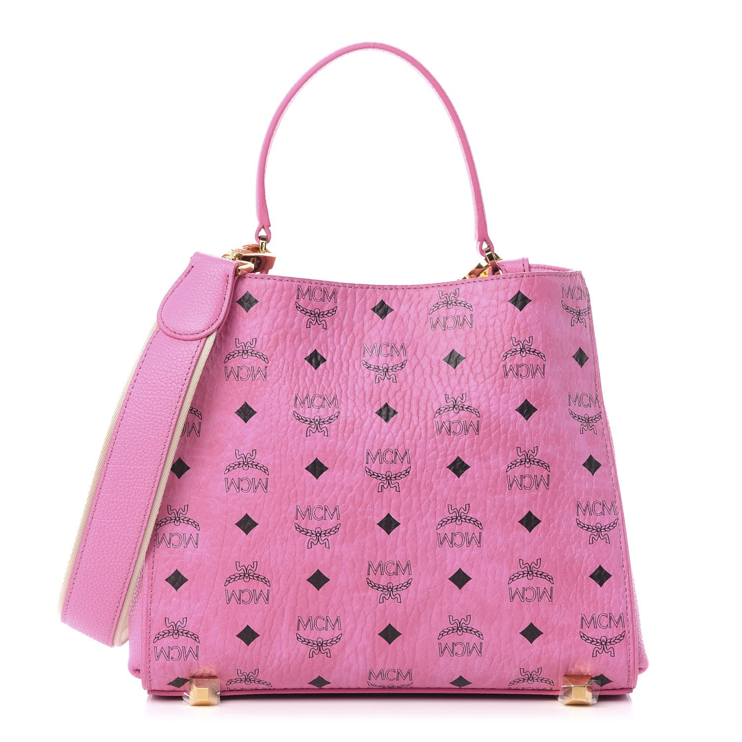 MCM Visetos Corina Shoulder Bag Pink 622595 – FASHIONPHILE