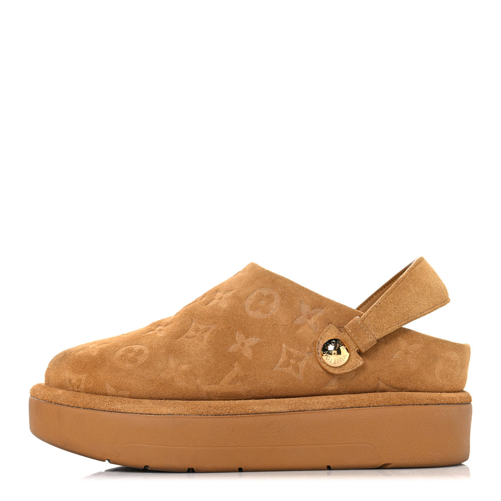 Louis Vuitton Suede Calfskin Embossed Monogram Aspen Platform Clog ...