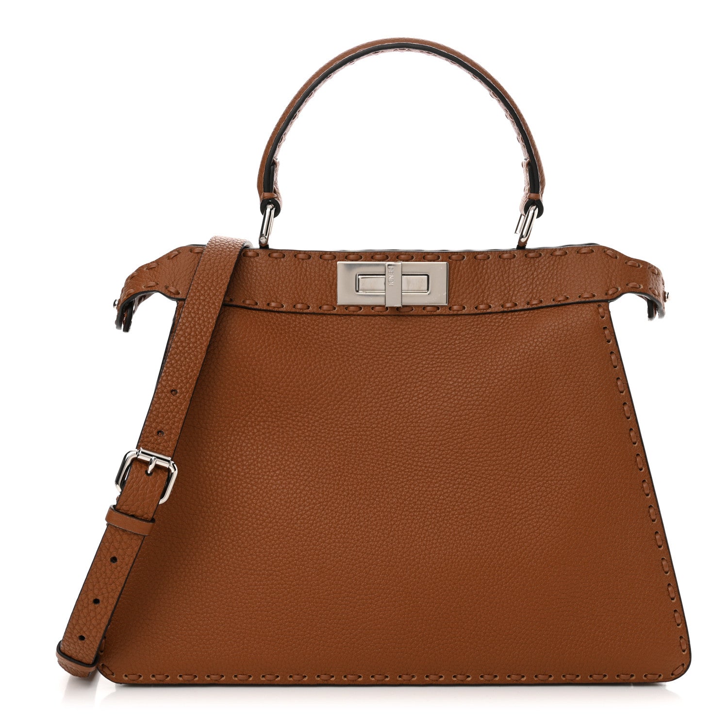 Fendi Cuoio Romano Selleria Bi-Color Medium Peekaboo Iconic Satchel Mou ...