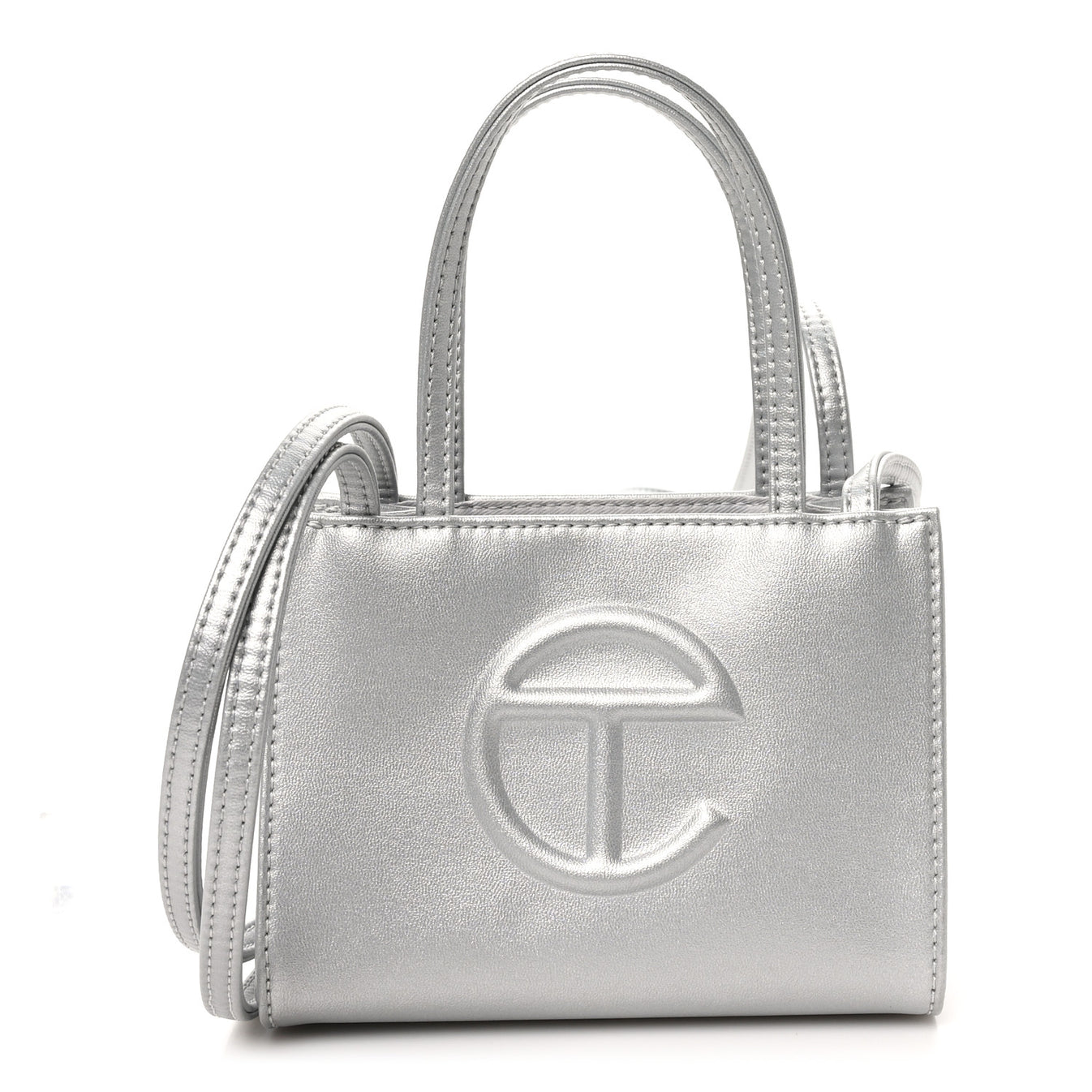 Telfar Metallic Vegan Leather Small Shopping Bag Silver 1737957 ...