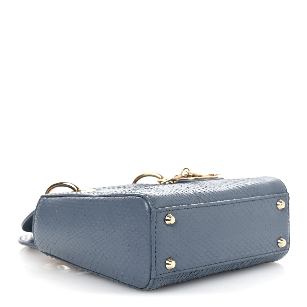 Christian Dior Snakeskin Mini Lady Dior Dark Blue 1776018 – FASHIONPHILE