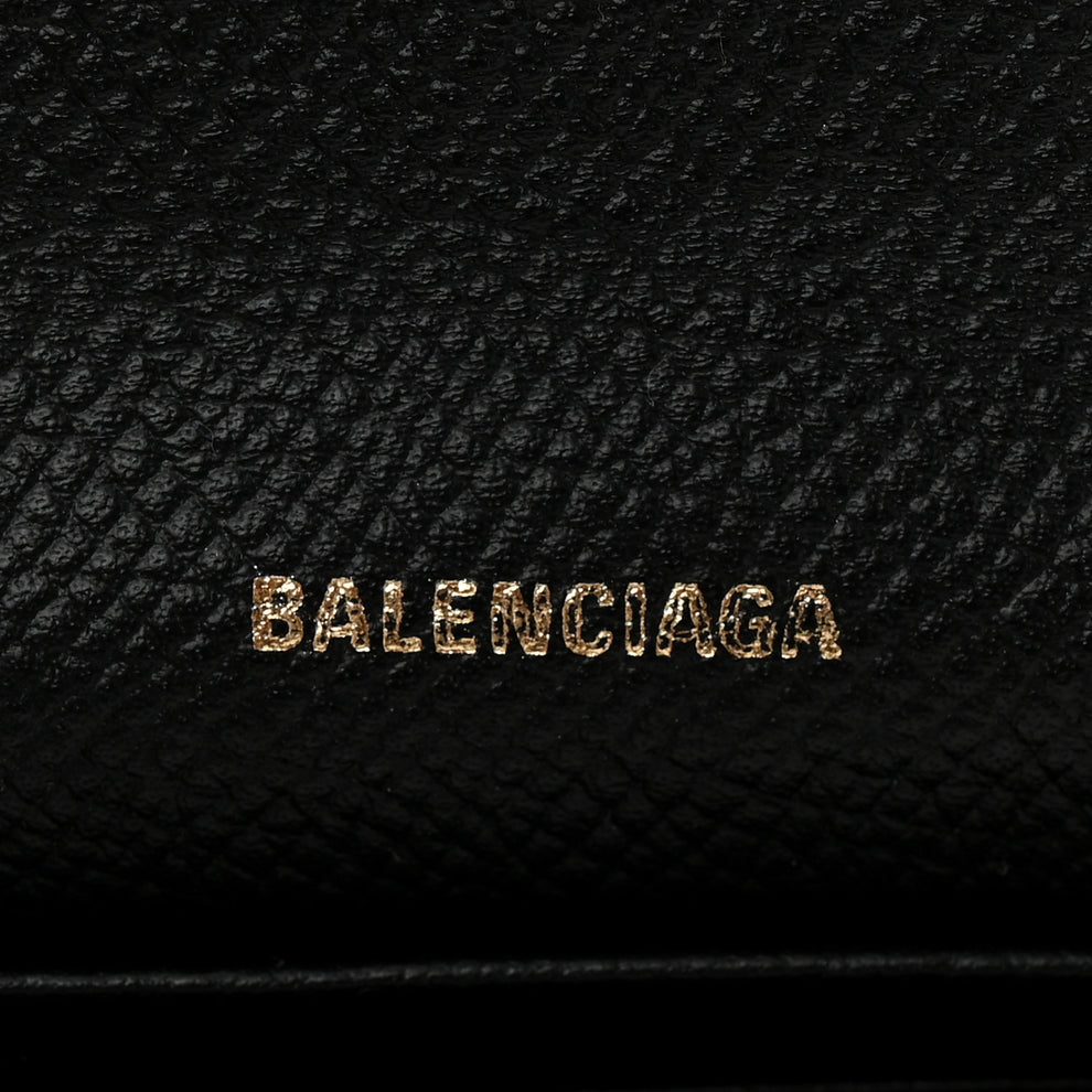 Balenciaga Signature Grained Calfskin Logo Ville Wallet on Chain Black ...