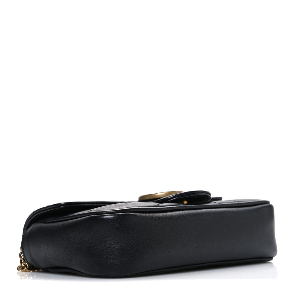 Gucci Calfskin Matelasse Super Mini GG Marmont Shoulder Bag Black ...