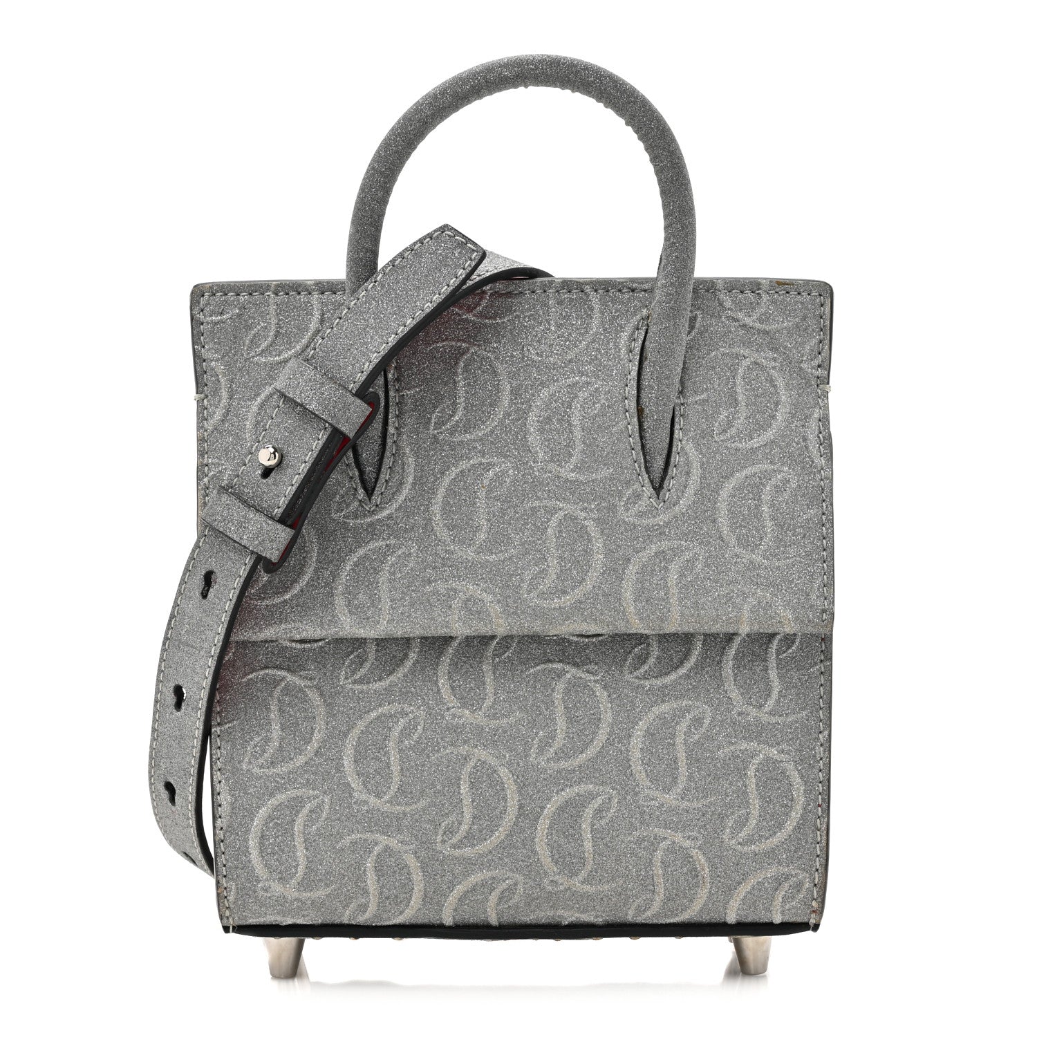 Christian Louboutin Glitter Calfskin Paloma Mini Empire Tote Silver ...