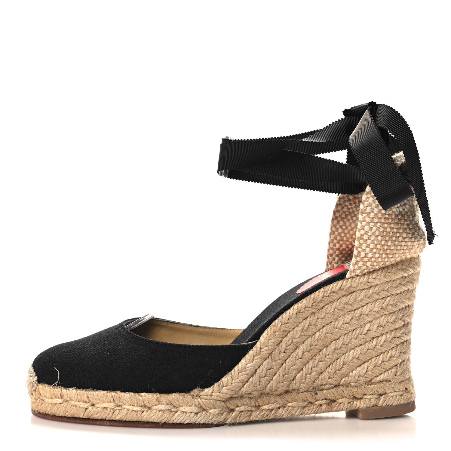 Christian Louboutin Canvas Brigitte Wedge Espadrille 39 Black 1550029 ...
