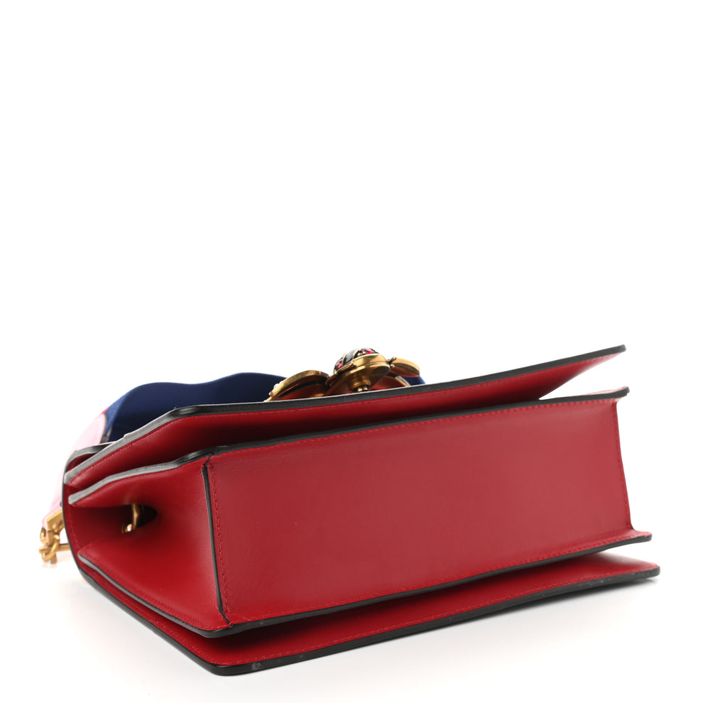 Gucci Calfskin Sylvie Web Small Queen Margaret Top Handle Bag Blue ...