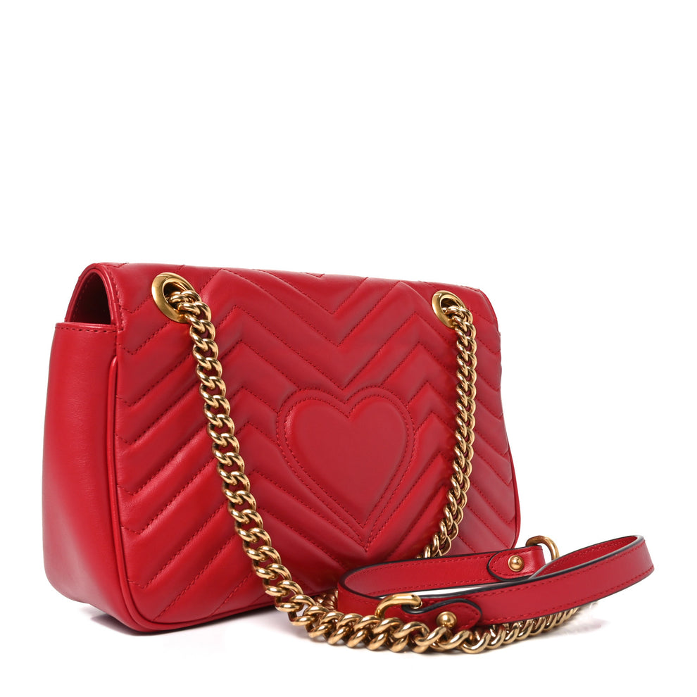 Gucci Calfskin Matelasse Small GG Marmont Shoulder Bag Hibiscus Red ...