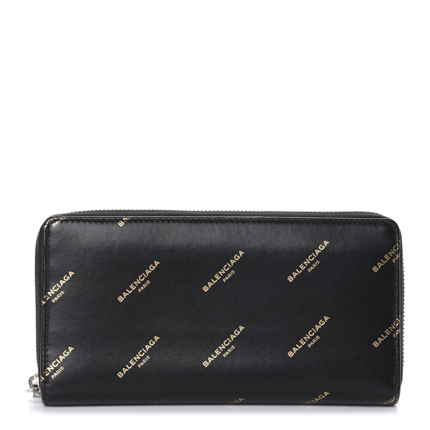 Balenciaga Calfskin Allover Logo Bazar Continental Zip Around Wallet ...