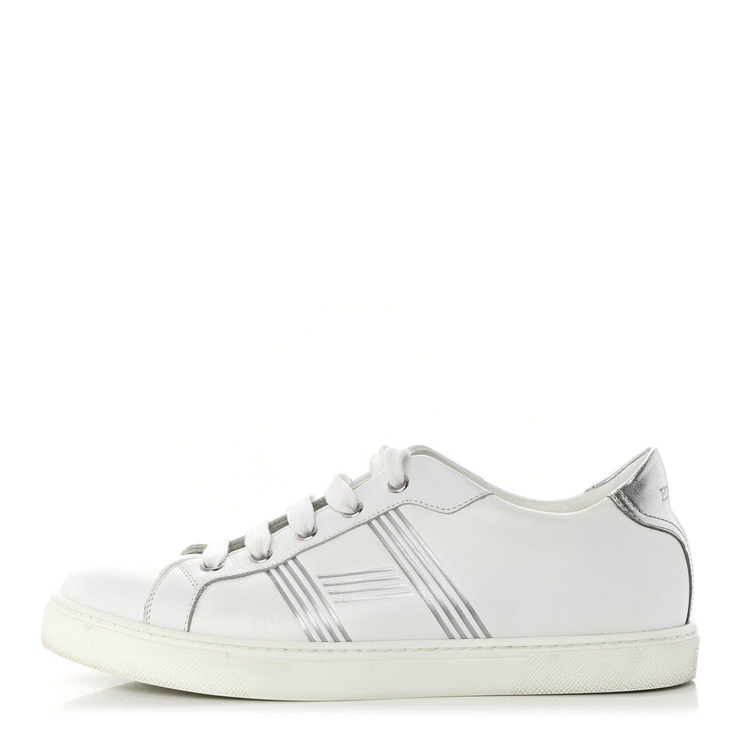 Hermes Calfskin Womens Advantage Sneakers 39 White Gris Argente 1202789 ...