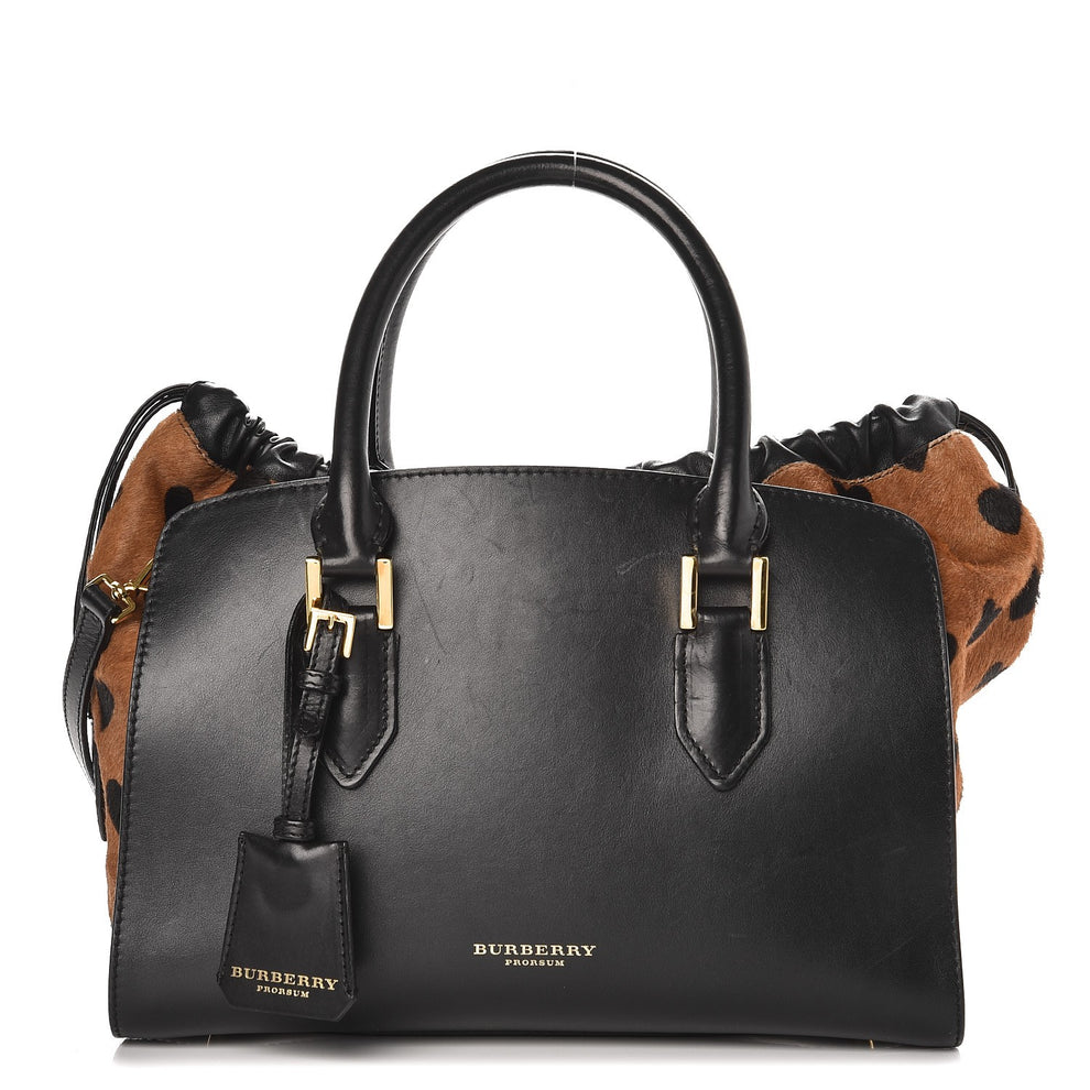 Burberry Prorsum Calfskin Calf Hair Small Dinton Satchel Black 255889 ...