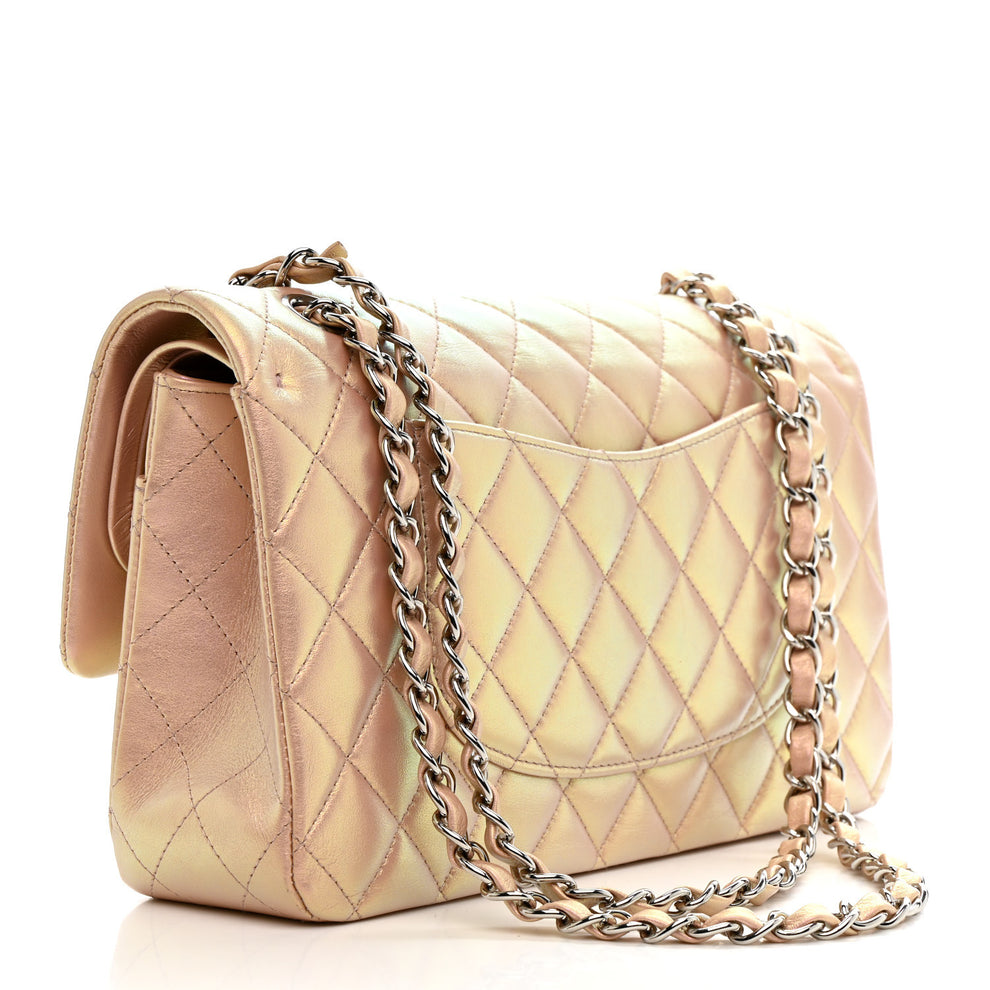Chanel Iridescent Calfskin Quilted Medium Double Flap Pink 1793343 ...