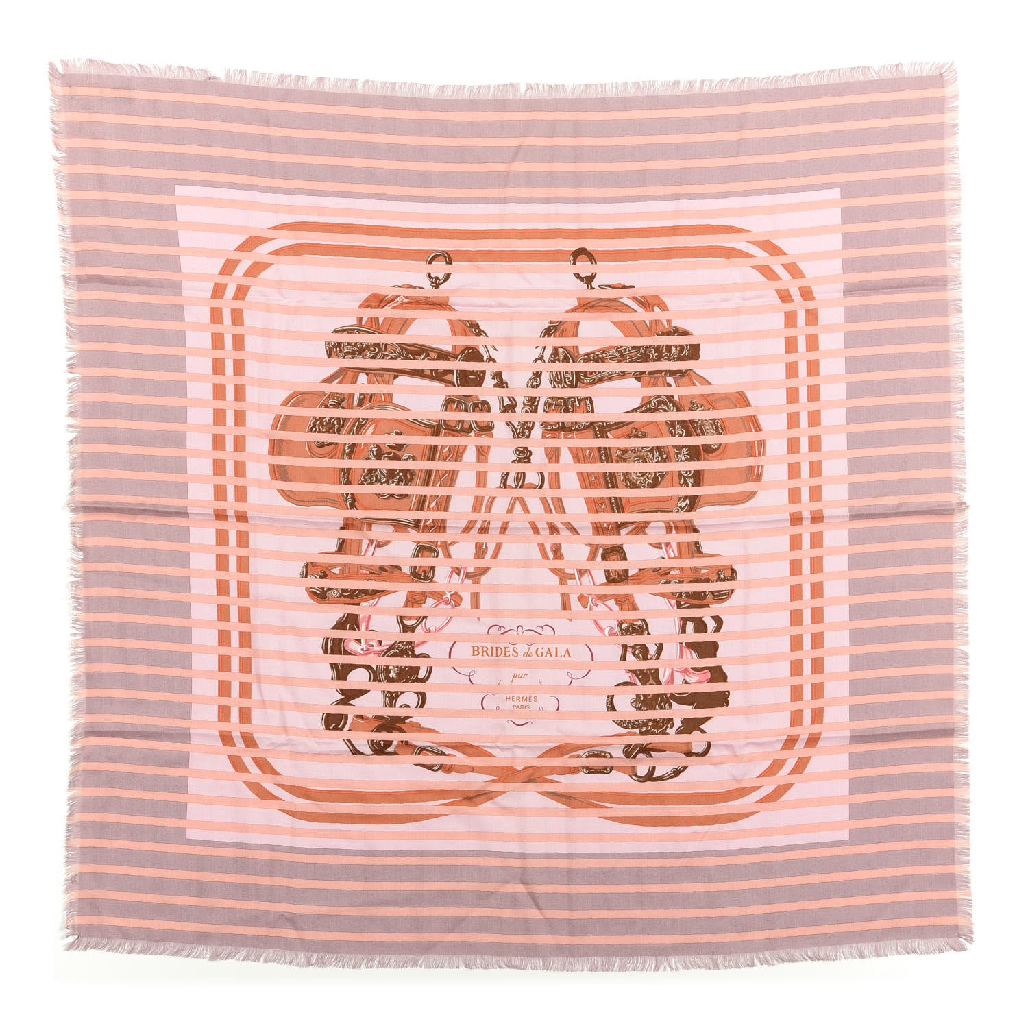 Hermes Cashmere Silk Brides De Gala Bayadere Fringe Scarf 90 Parme Rose ...