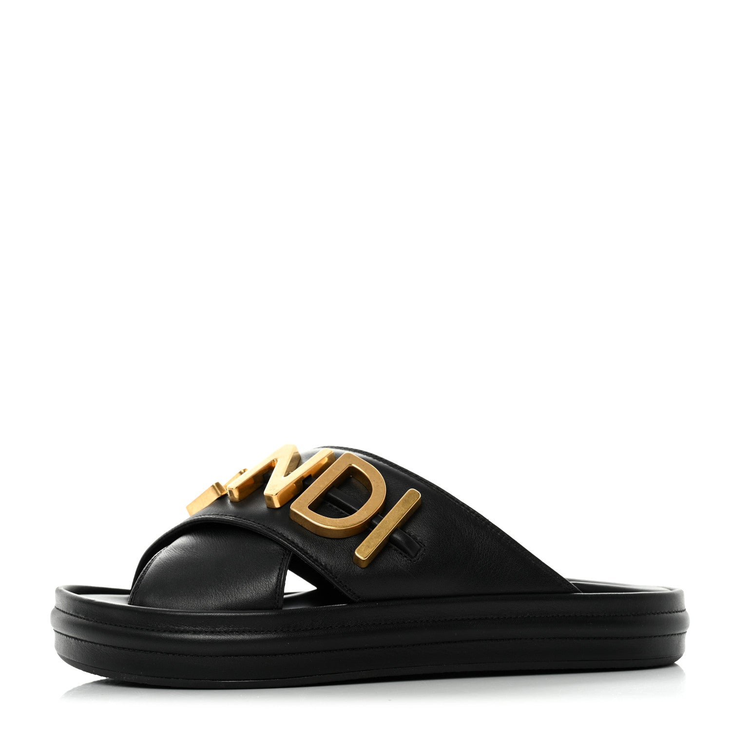 Fendi Vitello Womens Fendigraphy Slide Sandals 37 Black 1222313 ...