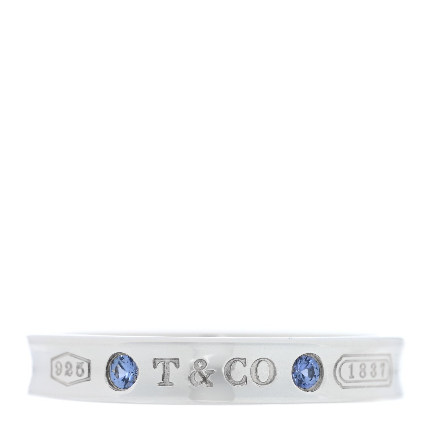 Tiffany Sterling Silver Blue Sapphire Narrow 1837 Band Ring 61 9.5 ...