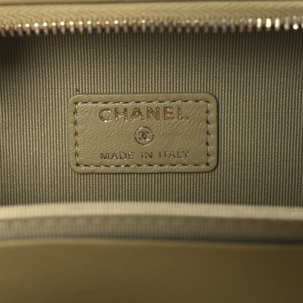 Chanel Lambskin Quilted Chain Top Handle Mini Vanity Case Light Green ...