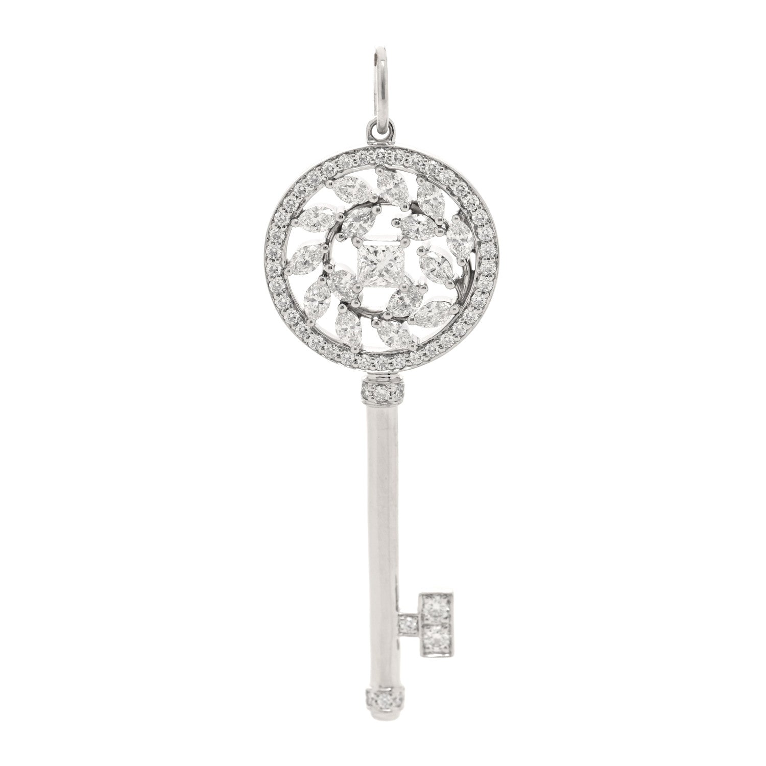 Tiffany Platinum Diamond Victoria Vine Key Pendant 1653710 – FASHIONPHILE