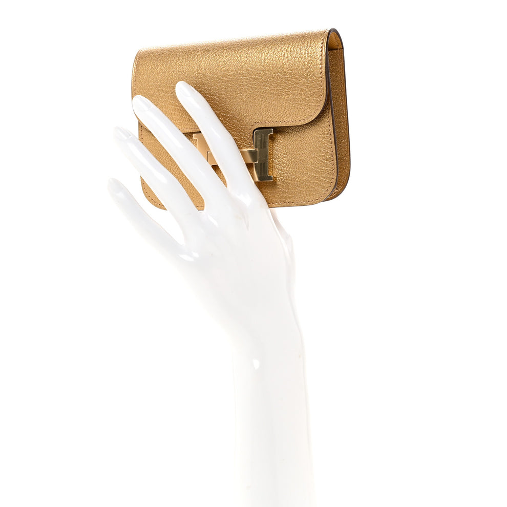 Hermes Metallic Chevre Chamkilight Constance Slim Wallet Dore 1866053 ...
