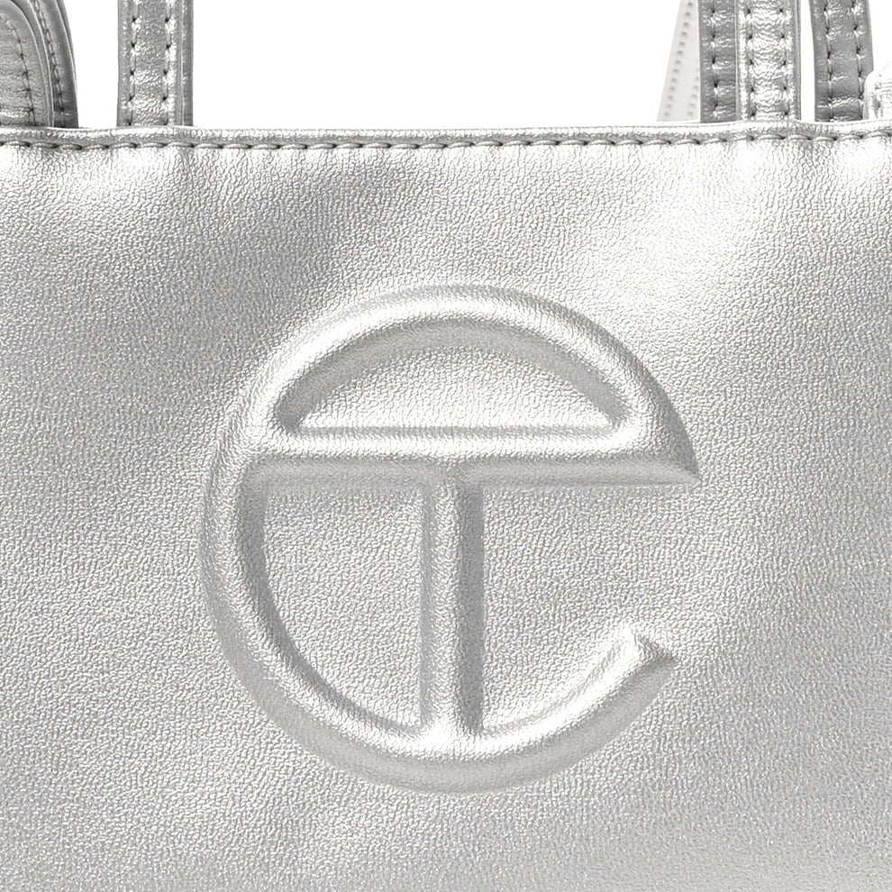 Telfar Metallic Vegan Leather Small Shopping Bag Silver 1737957 ...