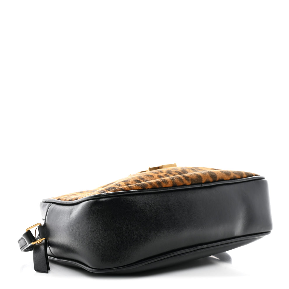 Saint Laurent Calfskin Leopard Print Monogram Lou Camera Bag Black ...