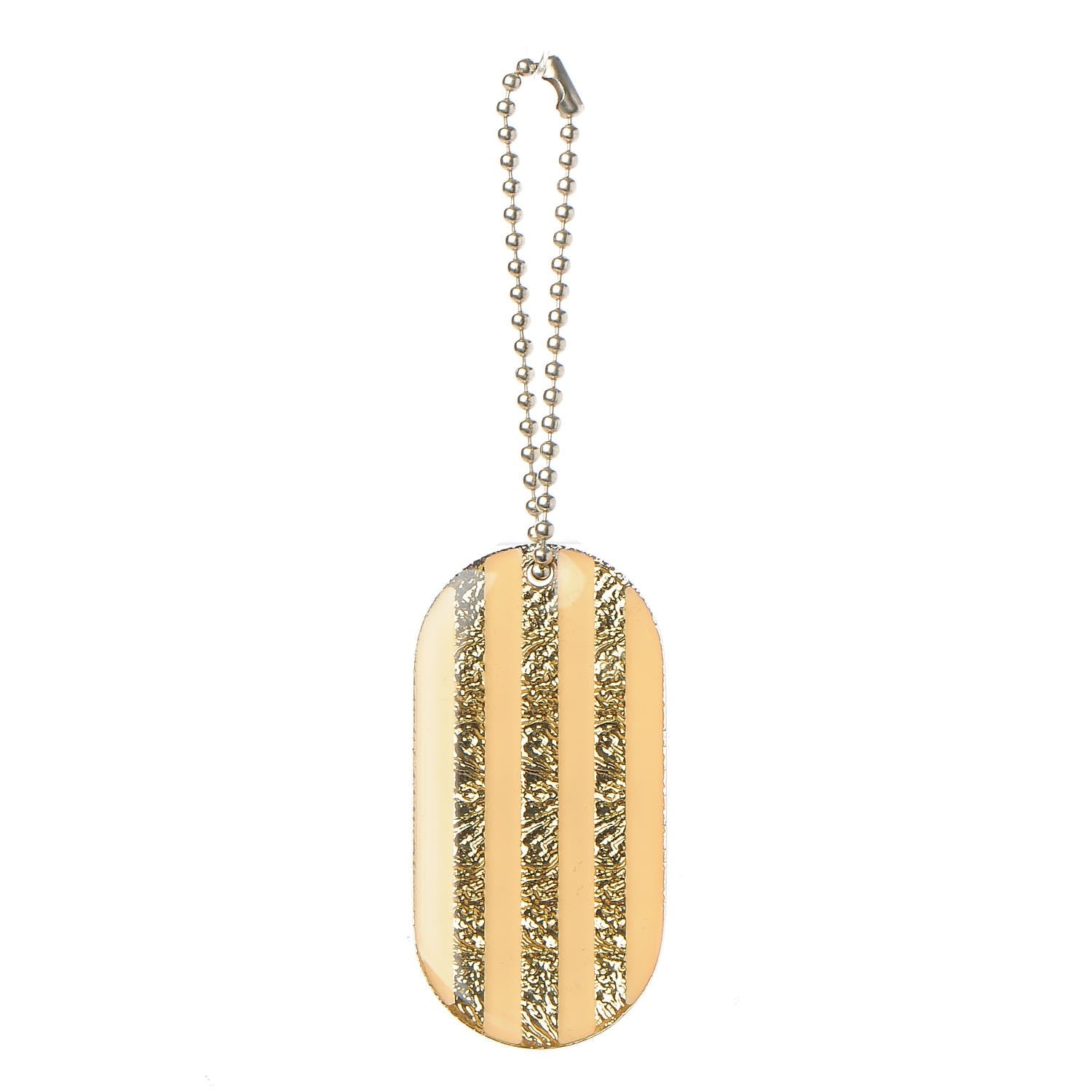 Chanel Stripe Dog Tag Key Ring Beige 236036 – FASHIONPHILE