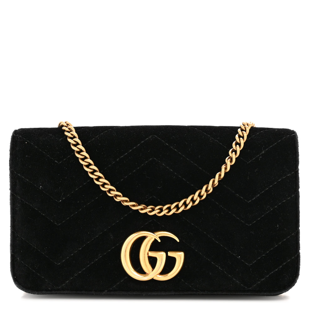 Gucci Velvet Matelasse GG Marmont Mini Bag Black 1794010 – FASHIONPHILE