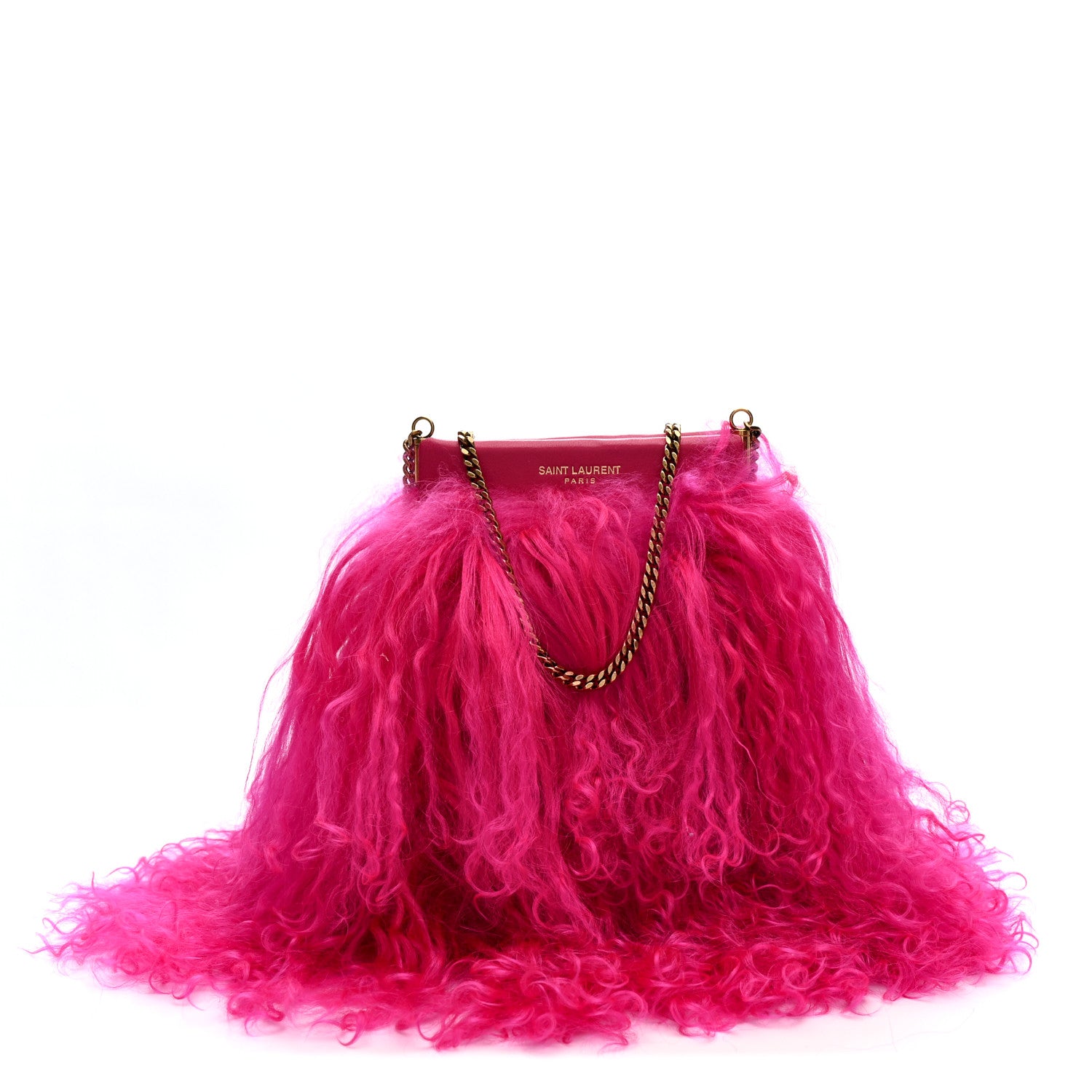 Saint Laurent Fur Mini Pac Pac Pouch On Chain Fuchsia 1786028 ...