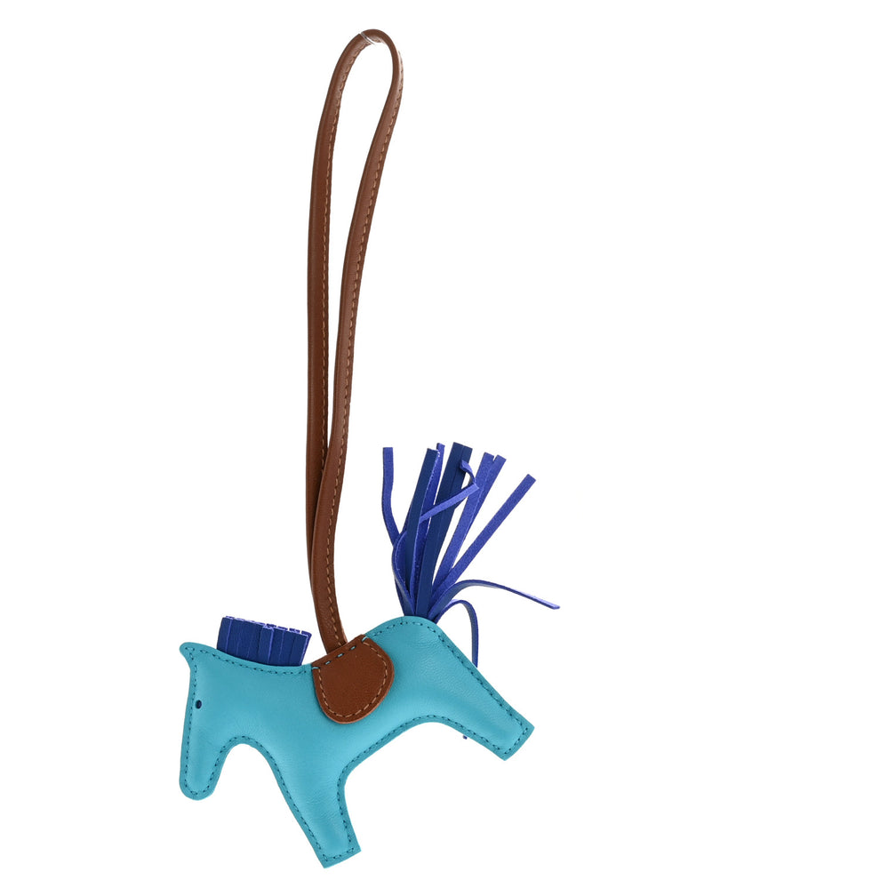 Hermes Milo Lambskin Grigri Rodeo Horse Bag Charm PM Bleu Azteque Bleu ...