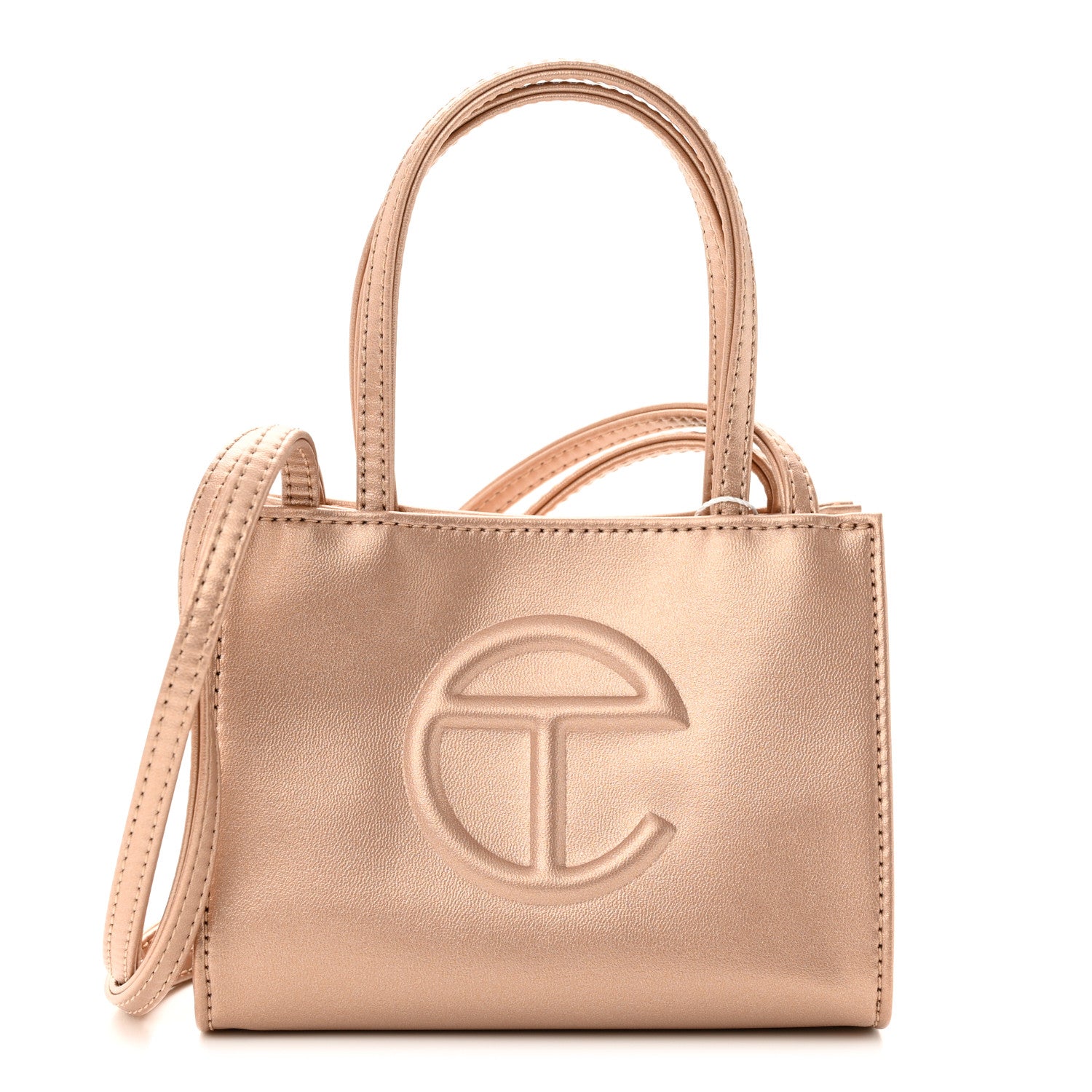 Telfar Metallic Vegan Leather Small Shopping Bag Copper 1483535 ...