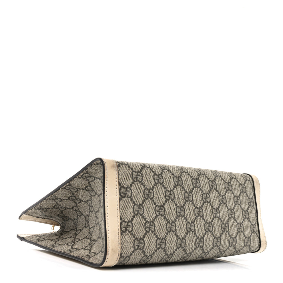 Gucci GG Supreme Monogram Moon Calfskin Small Padlock Tote Beige Ebony ...