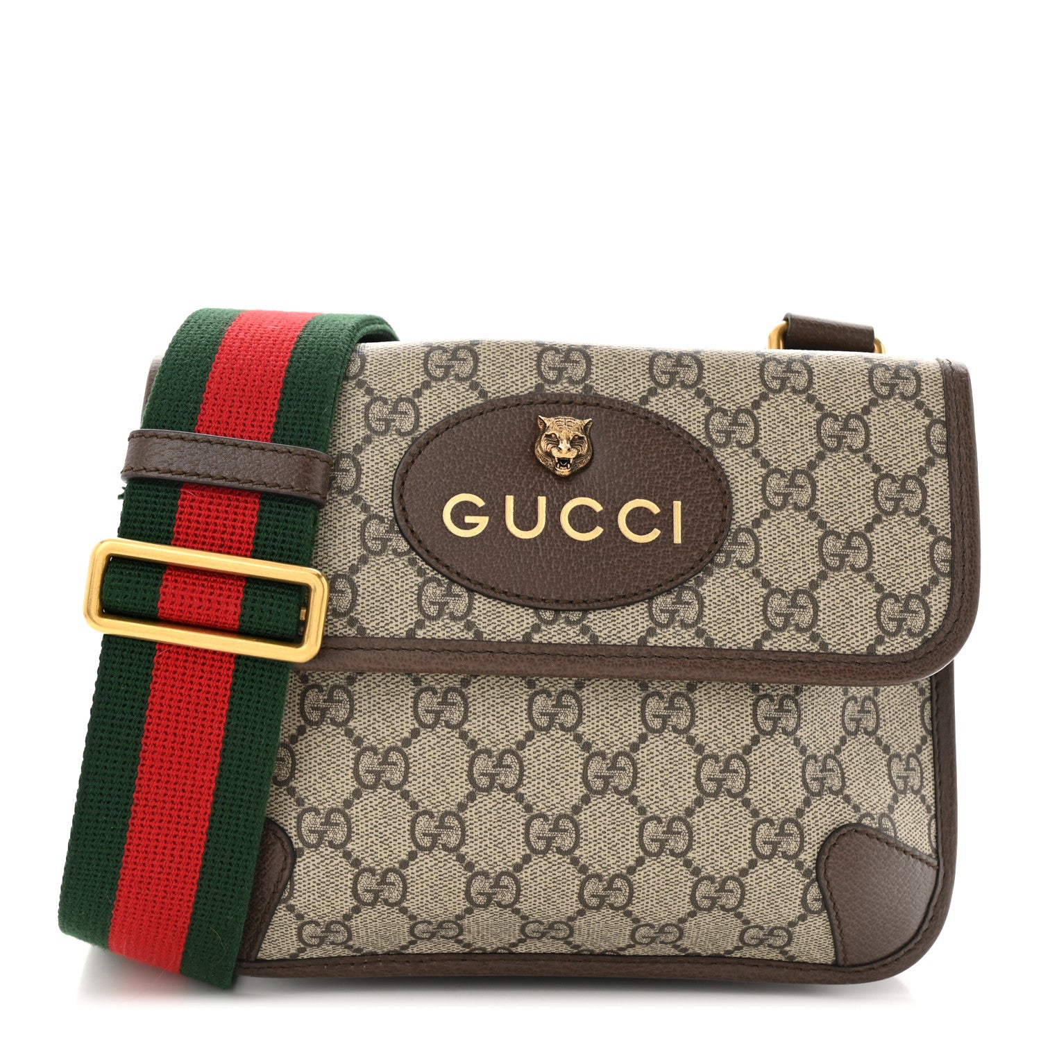 Gucci GG Supreme Monogram Web Small Neo Vintage Double Flap Messenger ...
