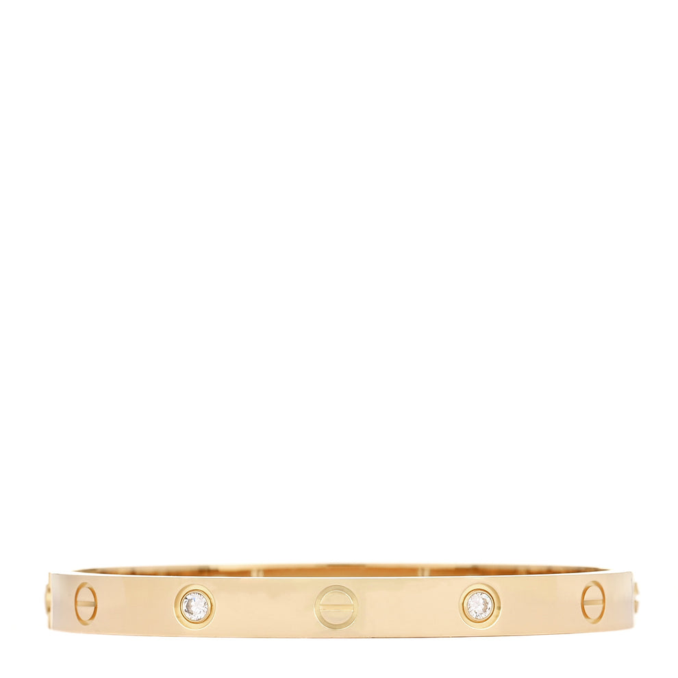 Cartier 18K Yellow Gold 4 Diamond LOVE Bracelet 17 1754161 – FASHIONPHILE