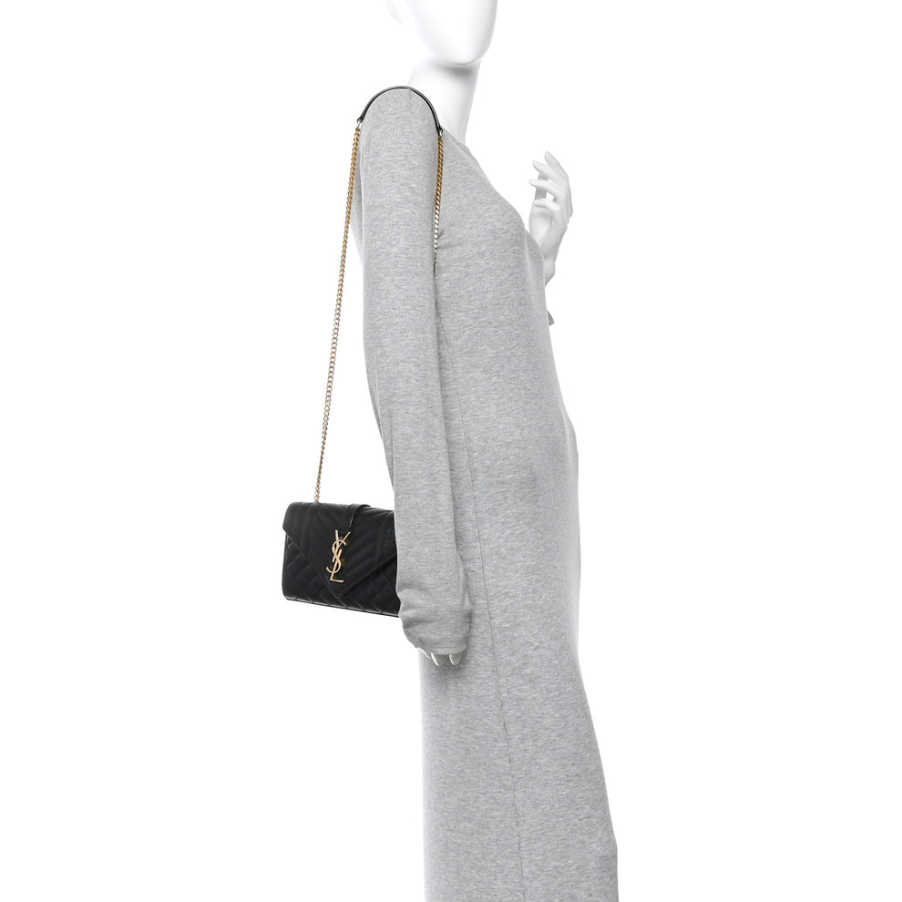 Saint Laurent Grain De Poudre Textured Mixed Matelasse Triquilt Small ...