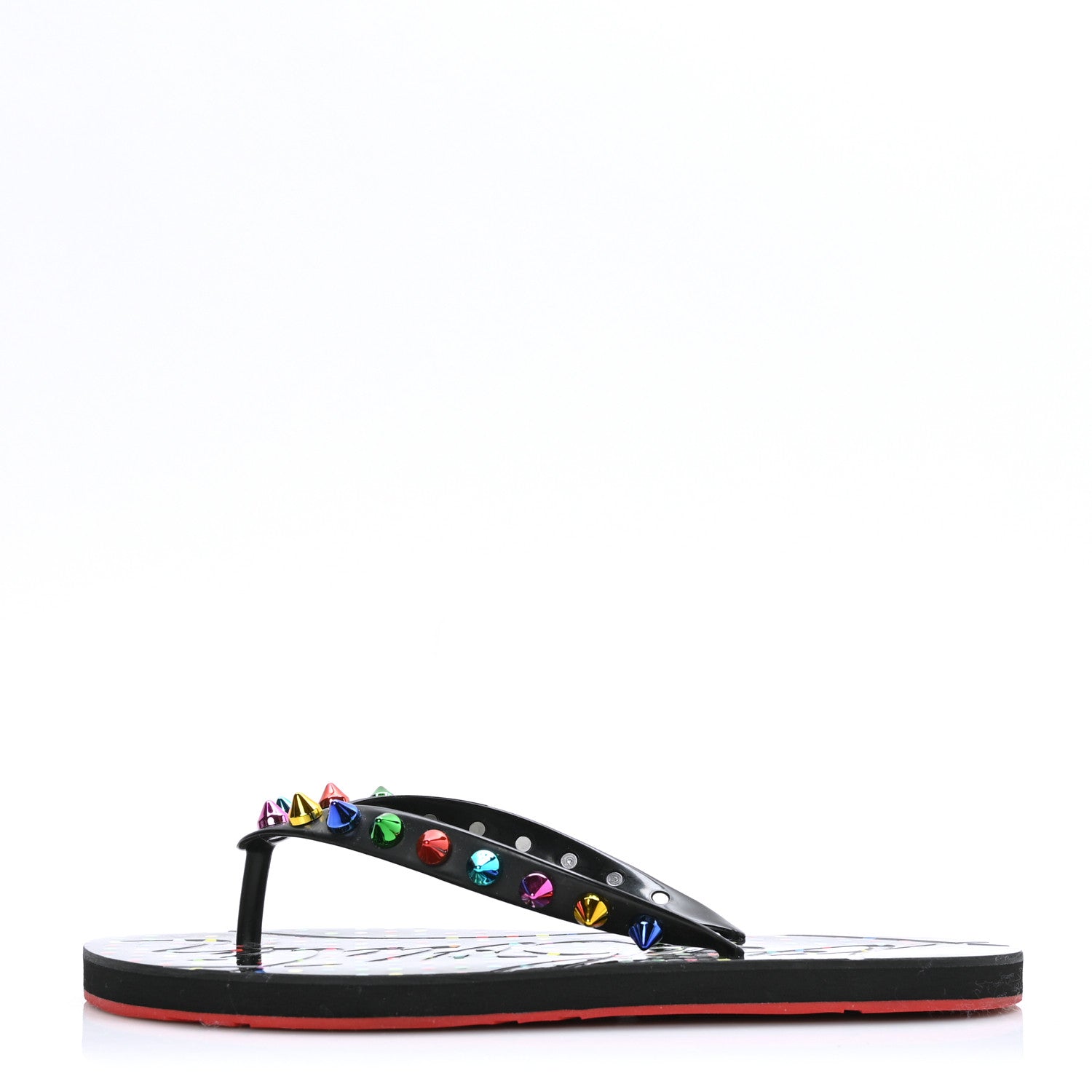Christian Louboutin Rubber Spike Loubi Donna Flip Flop 36 Black ...
