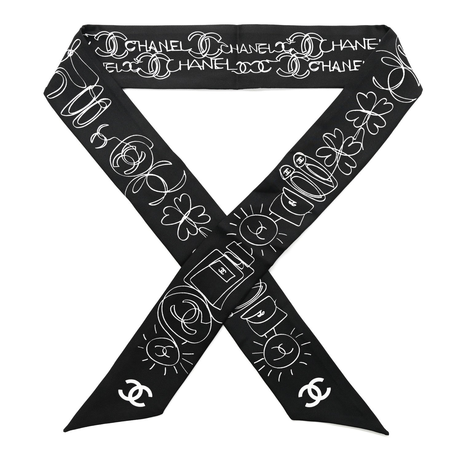 Chanel Silk Slim Bandeau Scarf Black 1180596 – FASHIONPHILE