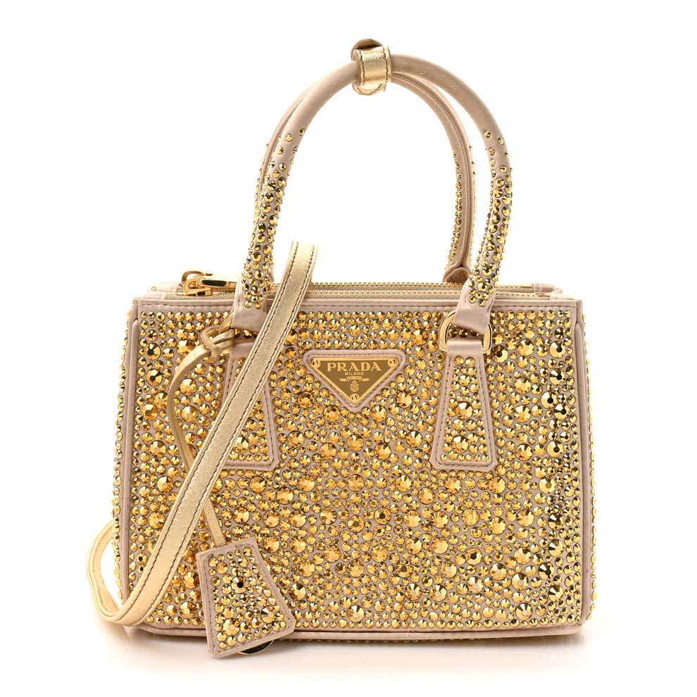 Prada Satin Crystal Mini Galleria Double Zip Tote Platino 1834106 ...
