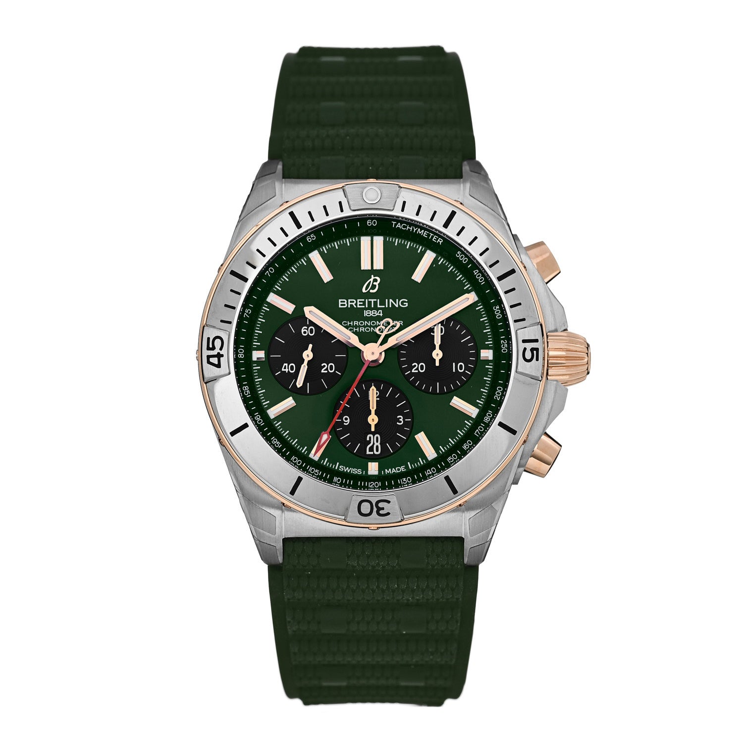 Breitling Stainless Steel 18K Rose Gold Rubber 42mm Chronomat B01 ...
